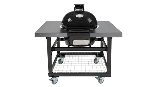Primo Junior Grill + Cart + Stainless Steel Shelves | Kamado Style ...