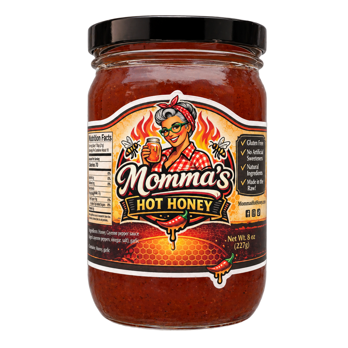 Mommas Hot Honey - Real Honey, Cayenne & Garlic - 8 oz — The Kansas ...
